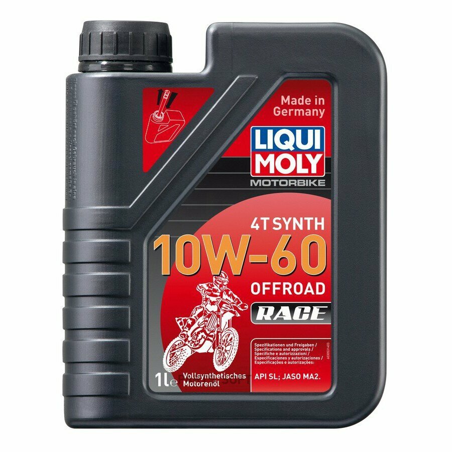 LiquiMoly 10W-60 Motorbike 4T SynthOffroad Race (1L) синт. масло моторн! д/мотоц.\ API SL, JASO MA2 от официального дистрибьютора, LIQUI MOLY, артикул 3053