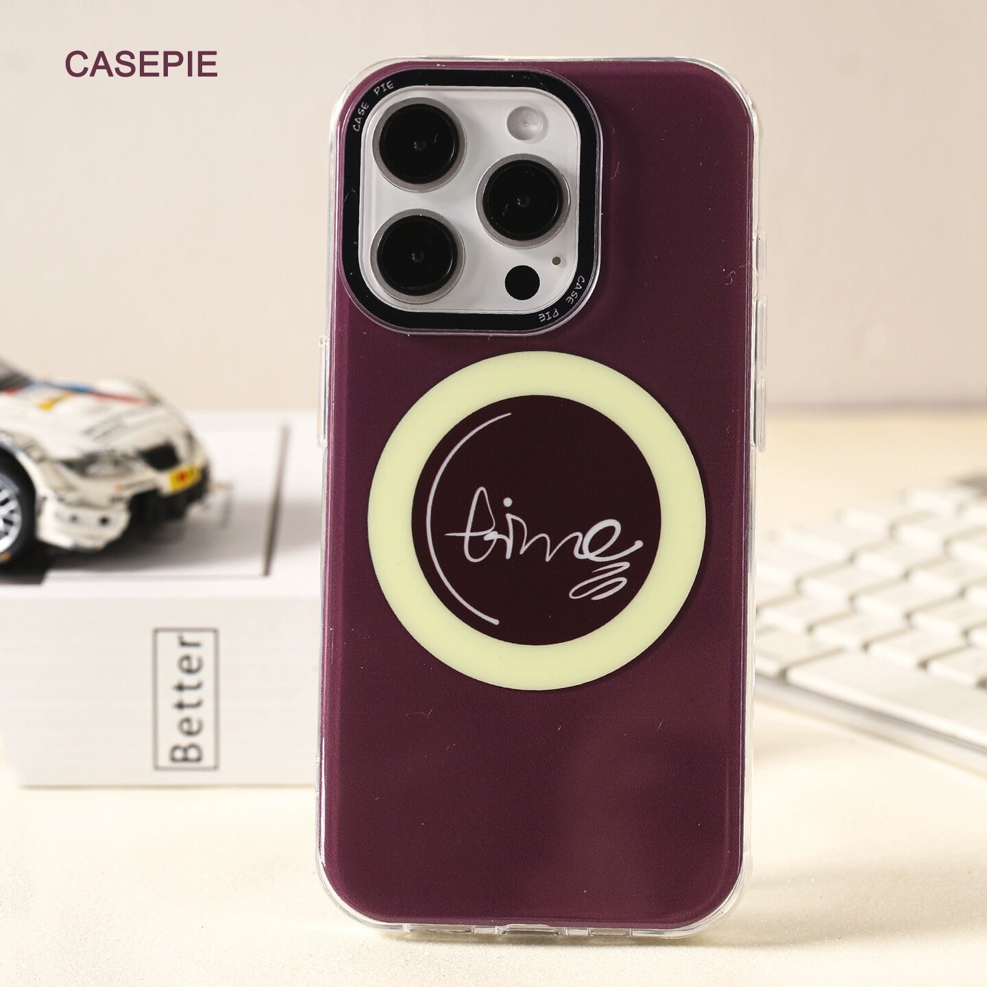 CASEPIE Магнитный полный чехол для iPhone 15 Pro, бордовый, премиальный дизайн