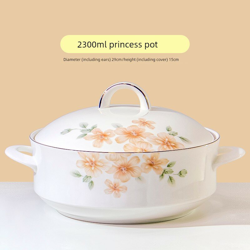 Керамическая кастрюля с крышкой и двойными ушками, набор из 1 шт, подходит для приготовления еды на кухне