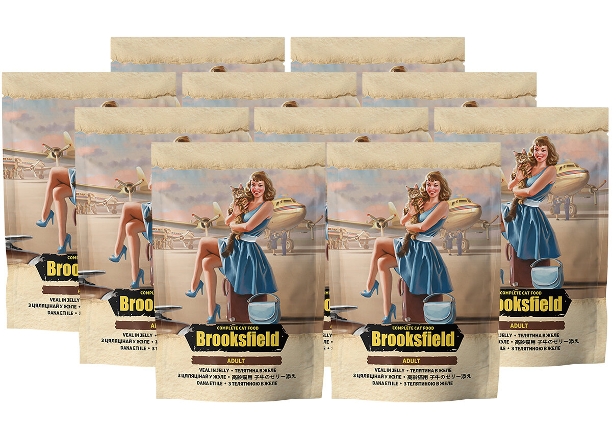 Корм влажный Brooksfield Cat Adult для взрослых кошек, телятина, 85 г х 10 шт