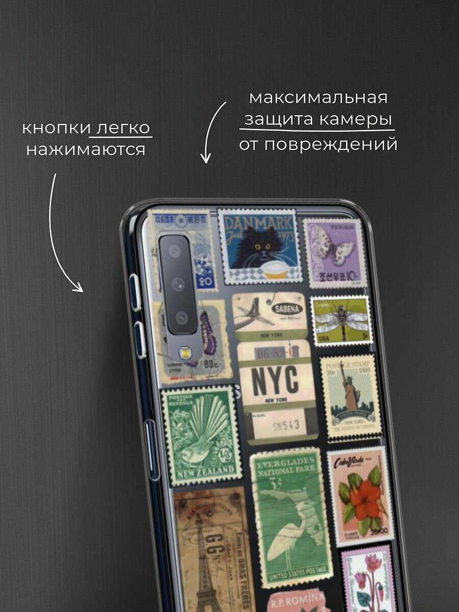 Чехол на Samsung Galaxy A7 2018 / Самсунг Галакси А7 2018 с принтом Марки — фото 1