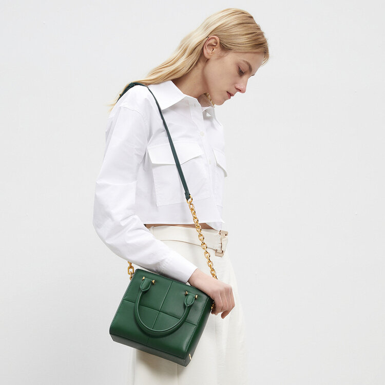 Сумка CHARLES & KEITH, фактура тиснение, темно-зеленый — фото 1