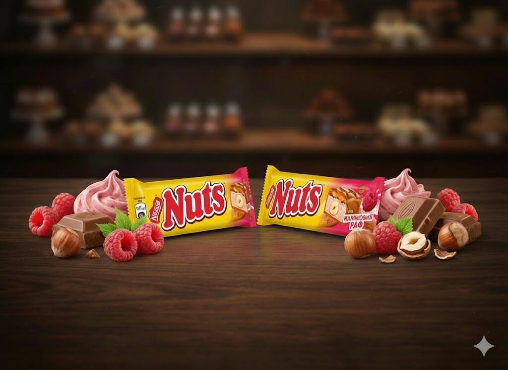 Шоколадный батончик Nuts Малиновый Раф 60г 2шт