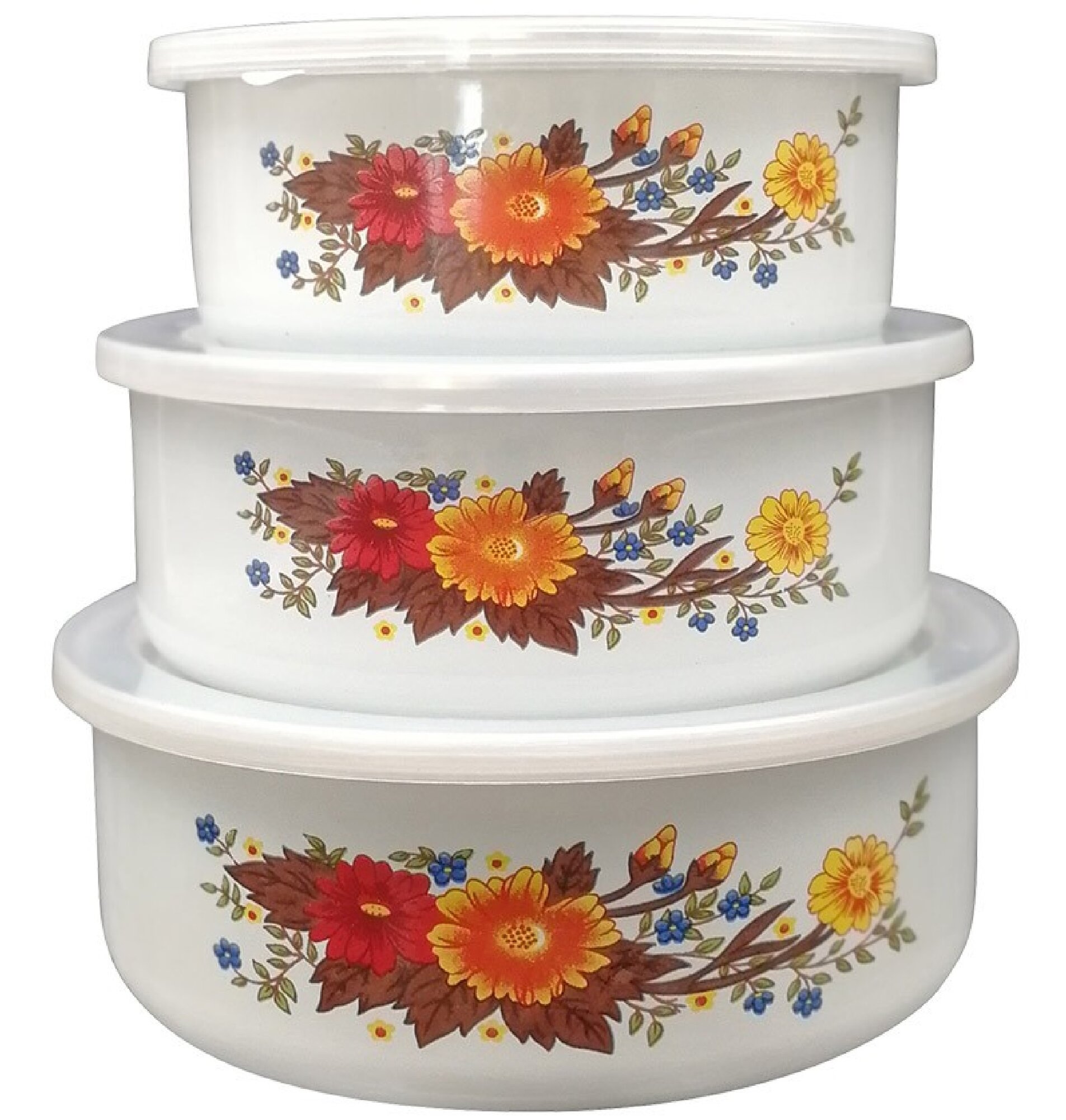 Набор эмалированных мисок Mallony "FAMILIA" 008763, 3 шт, белый, углеродистая сталь