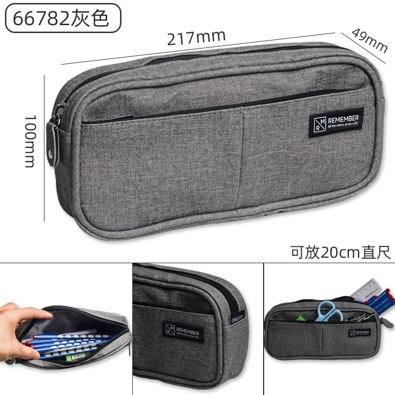 Пенал Deli для школьников, простой пенал унисекс в корейском стиле, многослойный пенал из холста большой вместимости