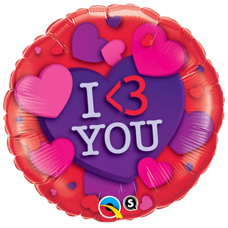 Воздушный шарик 18", I Love You, рисунок сердца