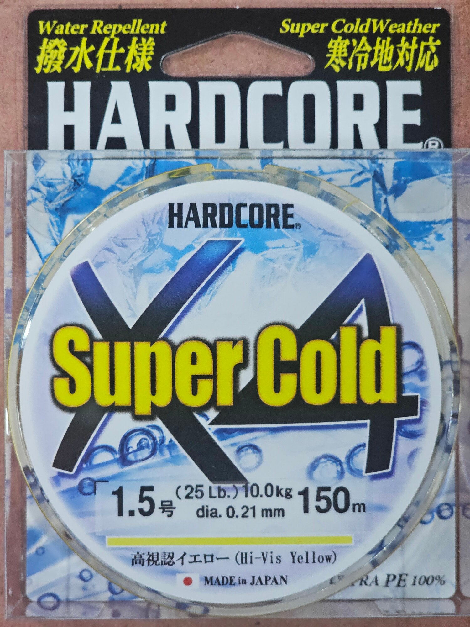 Плетеный шнур Duel Hard-core Super Cold X4 150 метров Hi-Vis Yellow #1.5 (0.21мм)