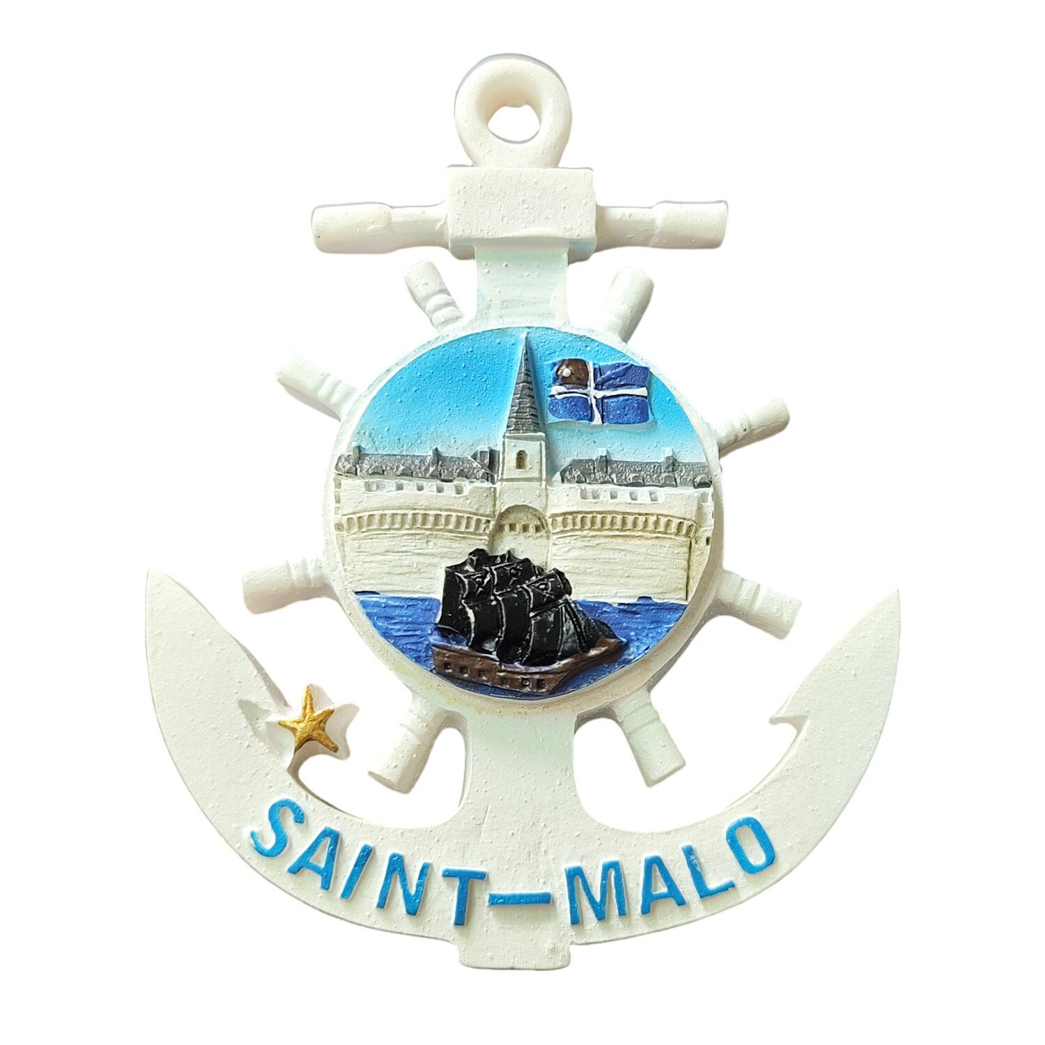 3D-магнит на холодильник из смолы «Сен-Мало, Франция», креативный дизайн с якорем, исторической достопримечательностью и парусником, сувенир из Франции, декоративный магнит на холодильник для кухни, офиса и дома.