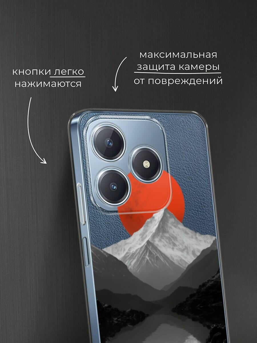Чехол на Realme C63 / Реалми С63 с принтом Белая гора 2, прозрачный — фото 1