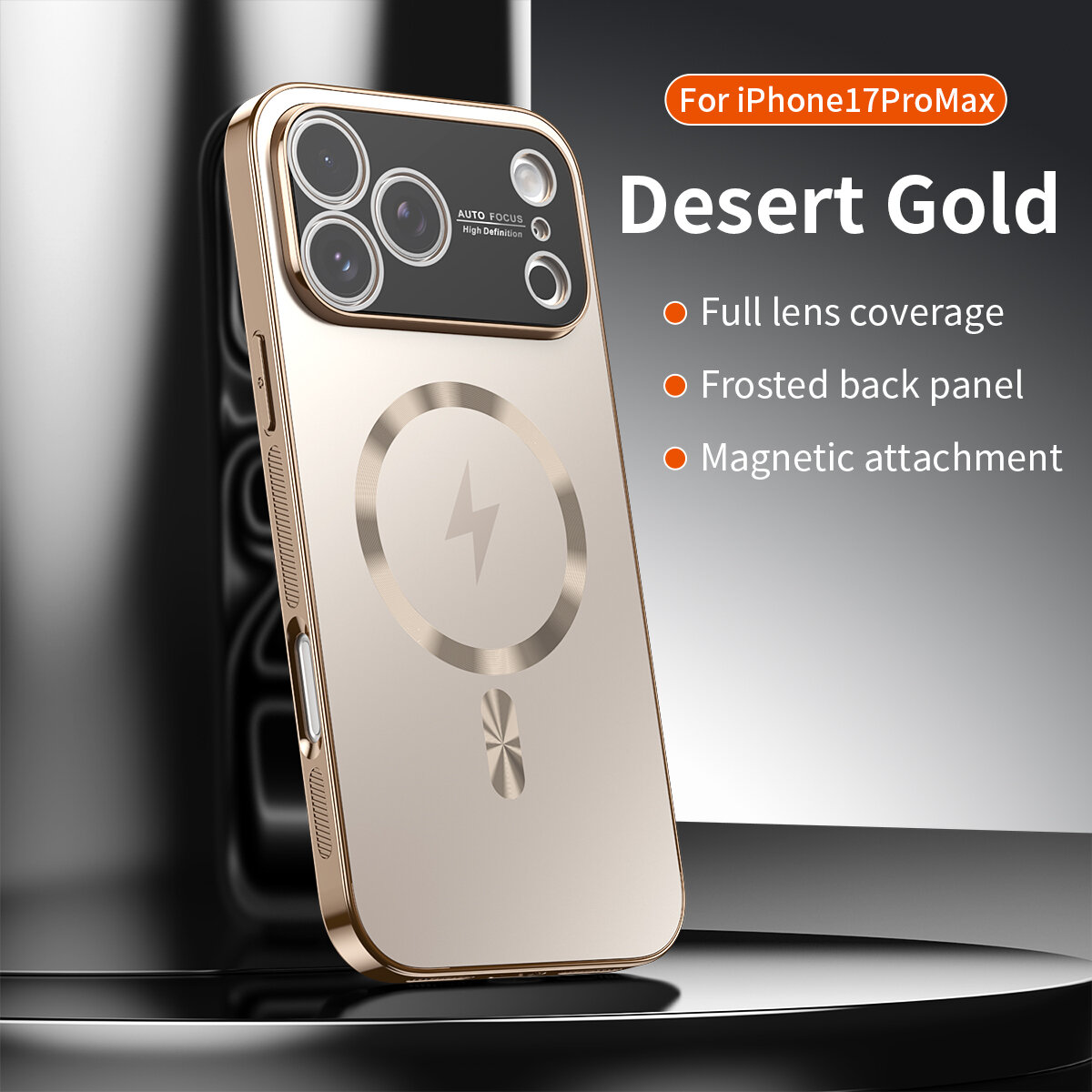 Чехол Для Apple iPhone 17 Pro Max / Айфон 17 Про Макс, soft touch, чехол-кардиомонитор, поликарбонат (PC), защита камеры, ударопрочный, усиленные углы, Apple, Apple iPhone 17 Pro Max, golden,