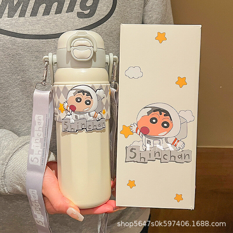 Детский термос Crayon Shin-chan 316, пищевой чайник для мальчиков и школьников, специальный соломенный чайник для девочек