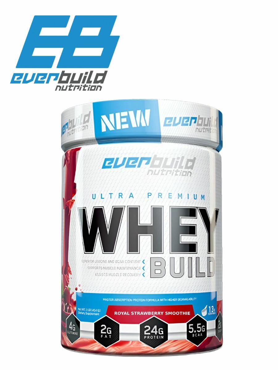 Сывороточный протеин Everbuild Nutrition Ultra Premium Whey Build 454 гр Вкус: Клубника