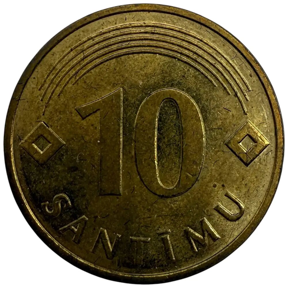 Латвия 10 сантимов 1992 г. (Лот №2)