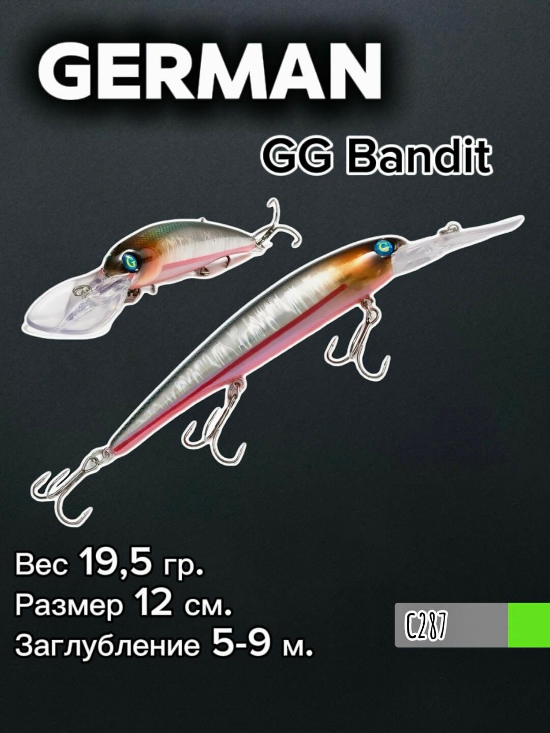 Воблер для троллинга Bandit 120мм 19.5гр. GG German Bandit C287