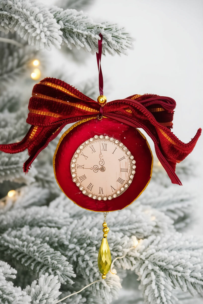 Ёлочная игрушка брегет С красным бантом, пенополистирол, 15х20 см, Winter Deco 5001121