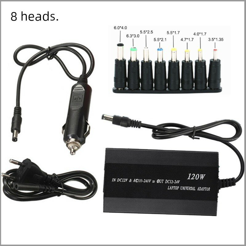 Универсальное автомобильное зарядное устройство для ноутбука с 8 USB-портами, выходное напряжение 12-24В, входное 12В,