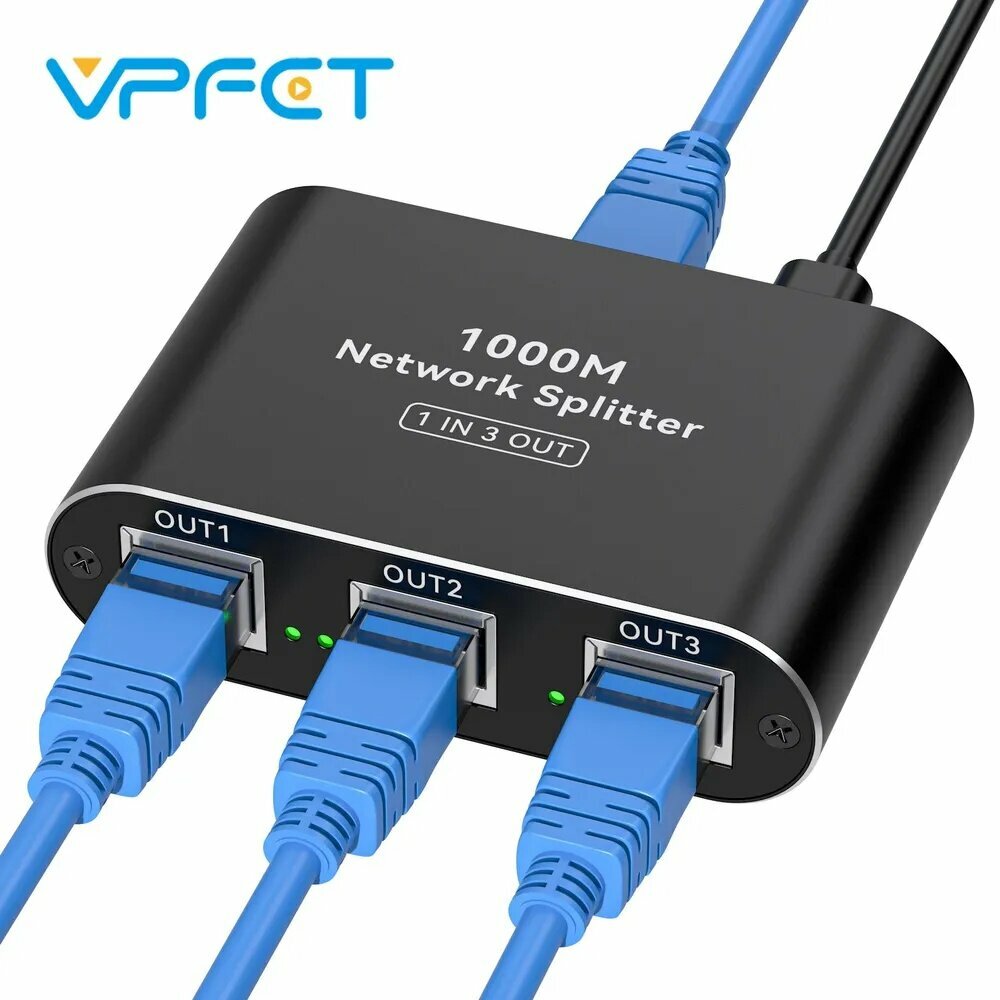 Сетевой коммутатор 3 порта 1000 Мбит/с Lan-разветвитель 1 на 3 Gigabit RJ45 Ethernet-коммутатор с USB C-кабелем питания
