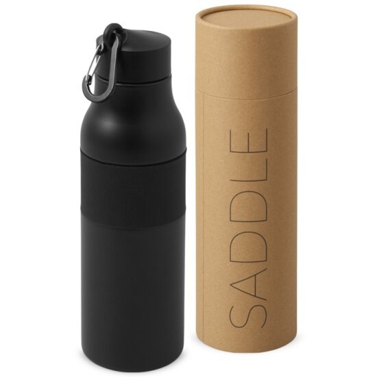 Термобутылка Waterline «Saddle» 530 мл, вакуумная, с карабином, нерж. сталь, черный (590947)