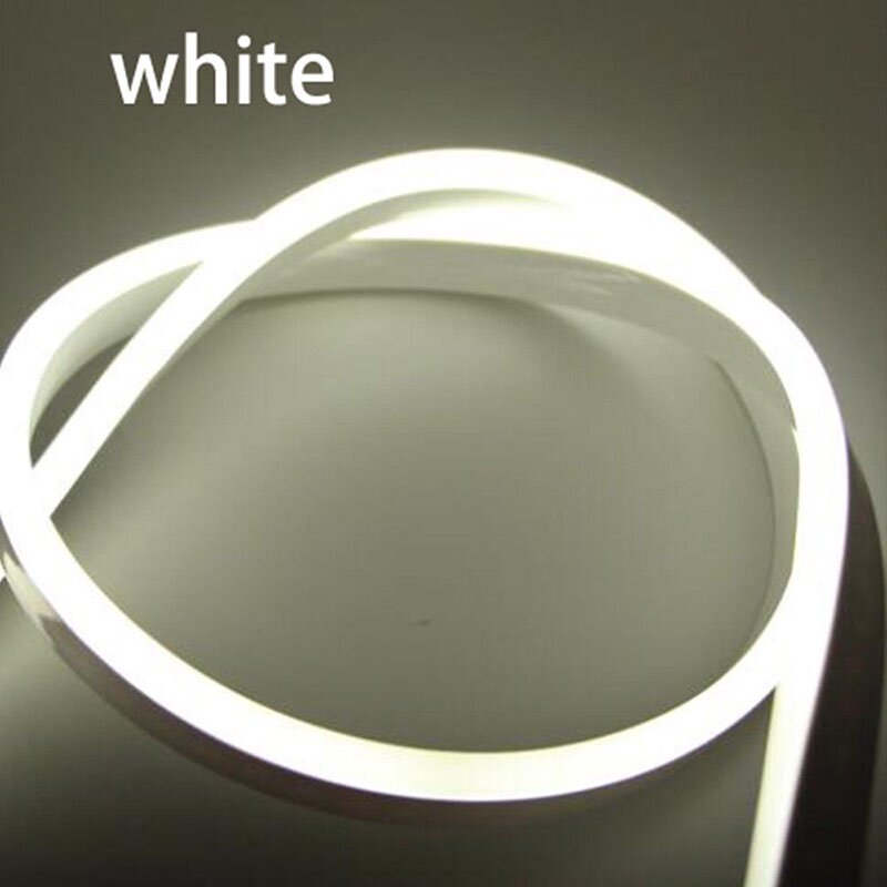 Led neon light flexible strip ip65 waterproof rgb with 12v dc input, white, 2m