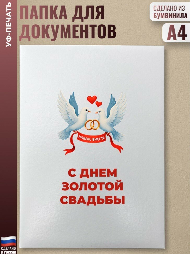 Белая папка "С днем золотой свадьбы"