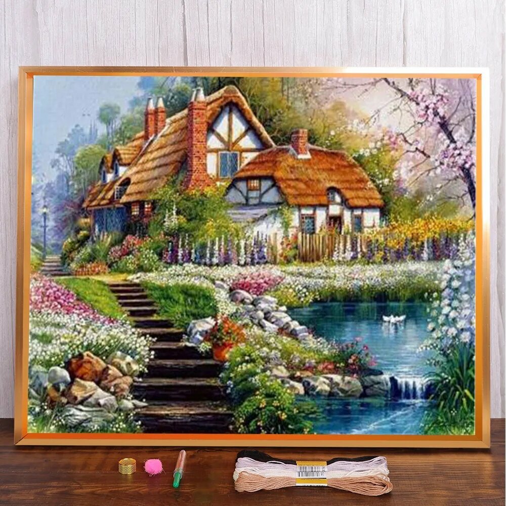 MEIAN Набор для вышивания,40x30CM,14CT, Вилла сад