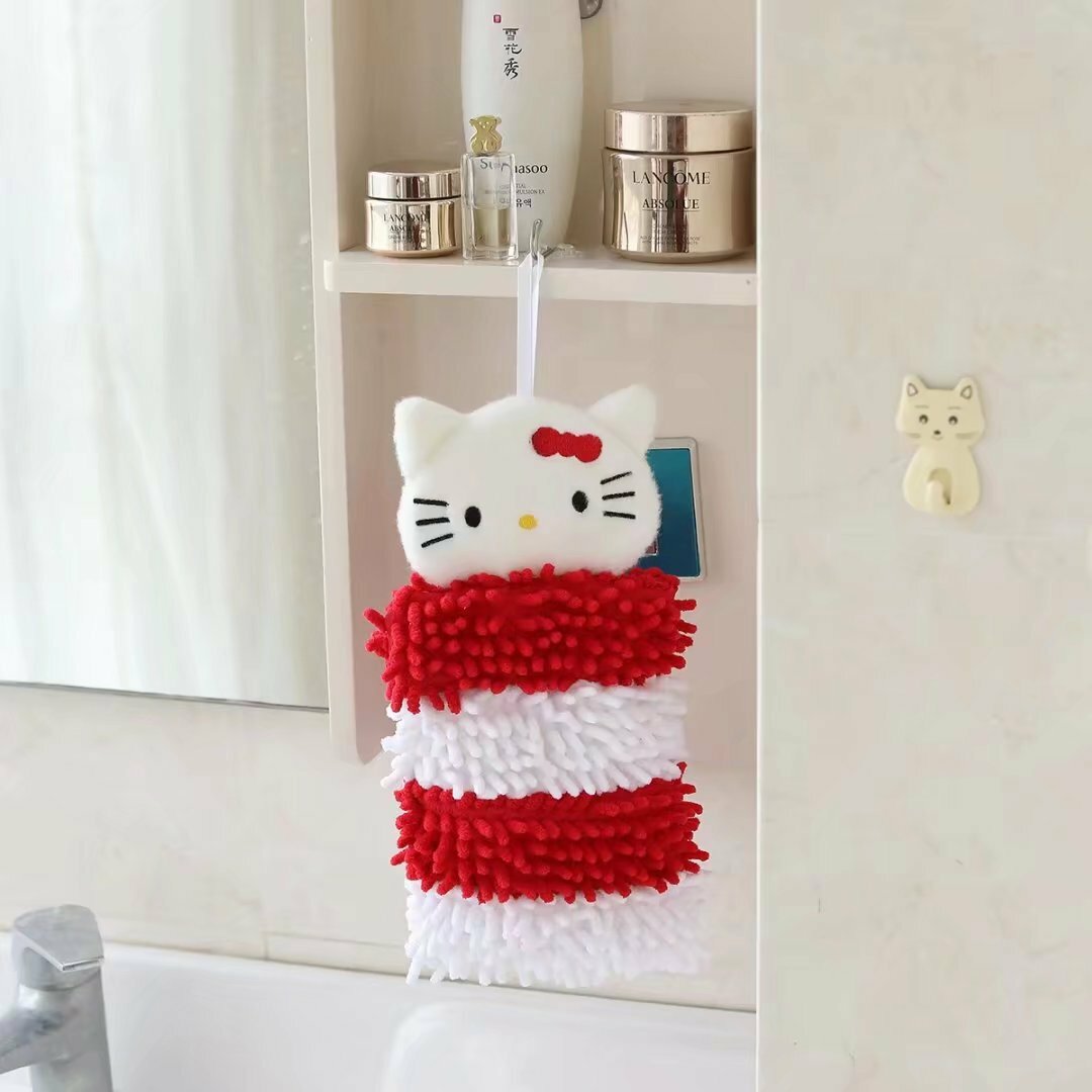 Мультяшное полотенце из синели для рук, подвесное полотенце для уборки дома, кухонная салфетка, впитывающее полотенце для ванной комнаты, милый носовой платок.