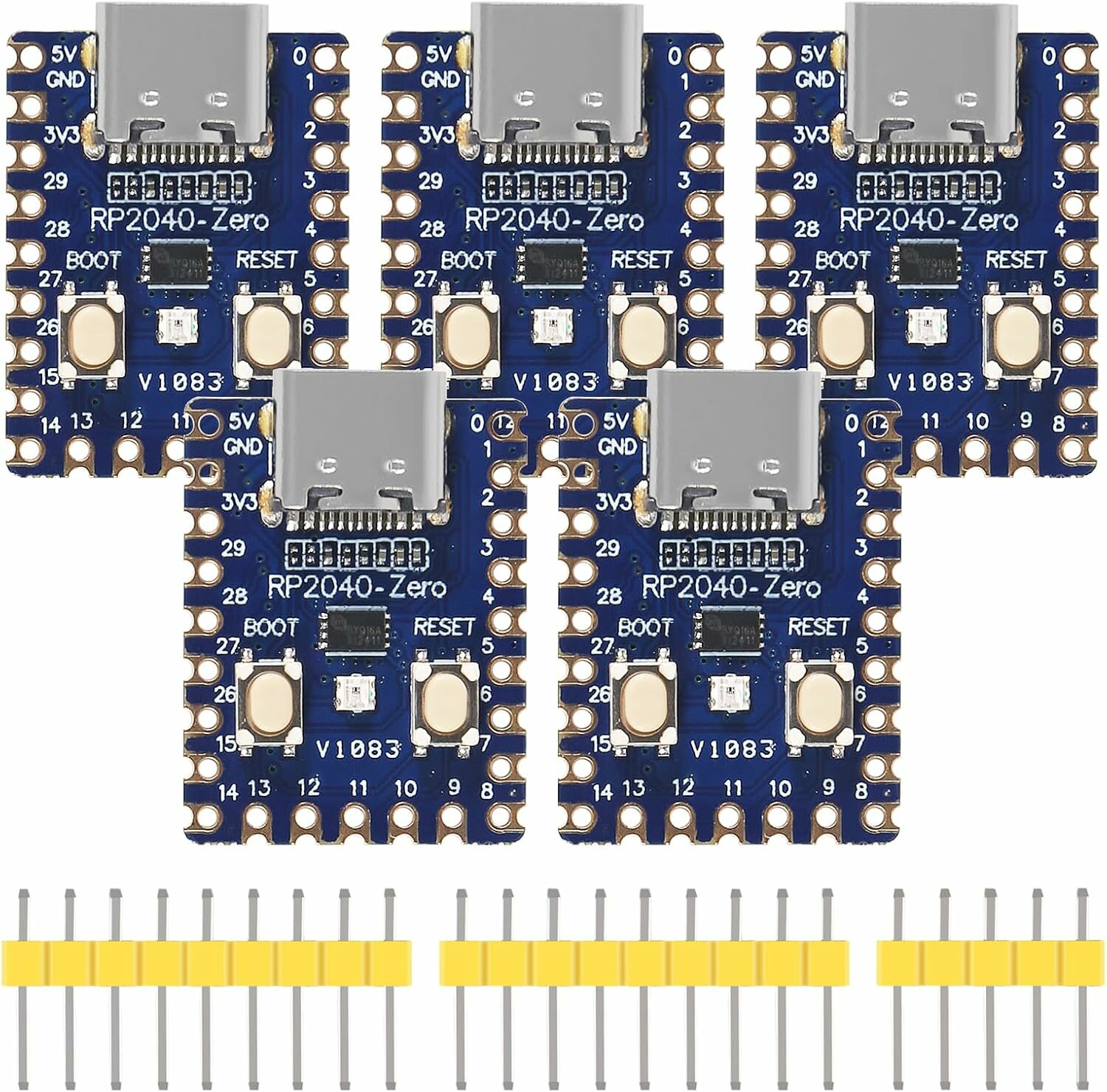 3x Мини-плата RP2040-Zero на базе RP2040 Двухъядерный ARM Cortex-M0+, SMD модуль для встраивания