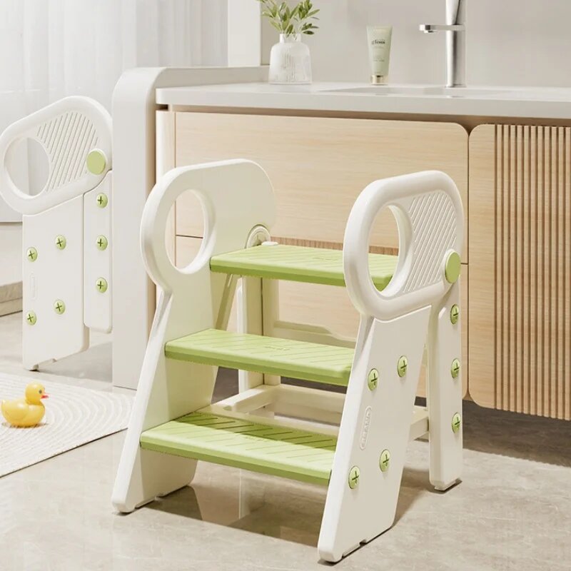 Детская противоскользящая подставка для ног для ванной комнаты, складная многофункциональная табуретка для мытья рук, табурет с перилами, табурет для унитаза, детская лестница