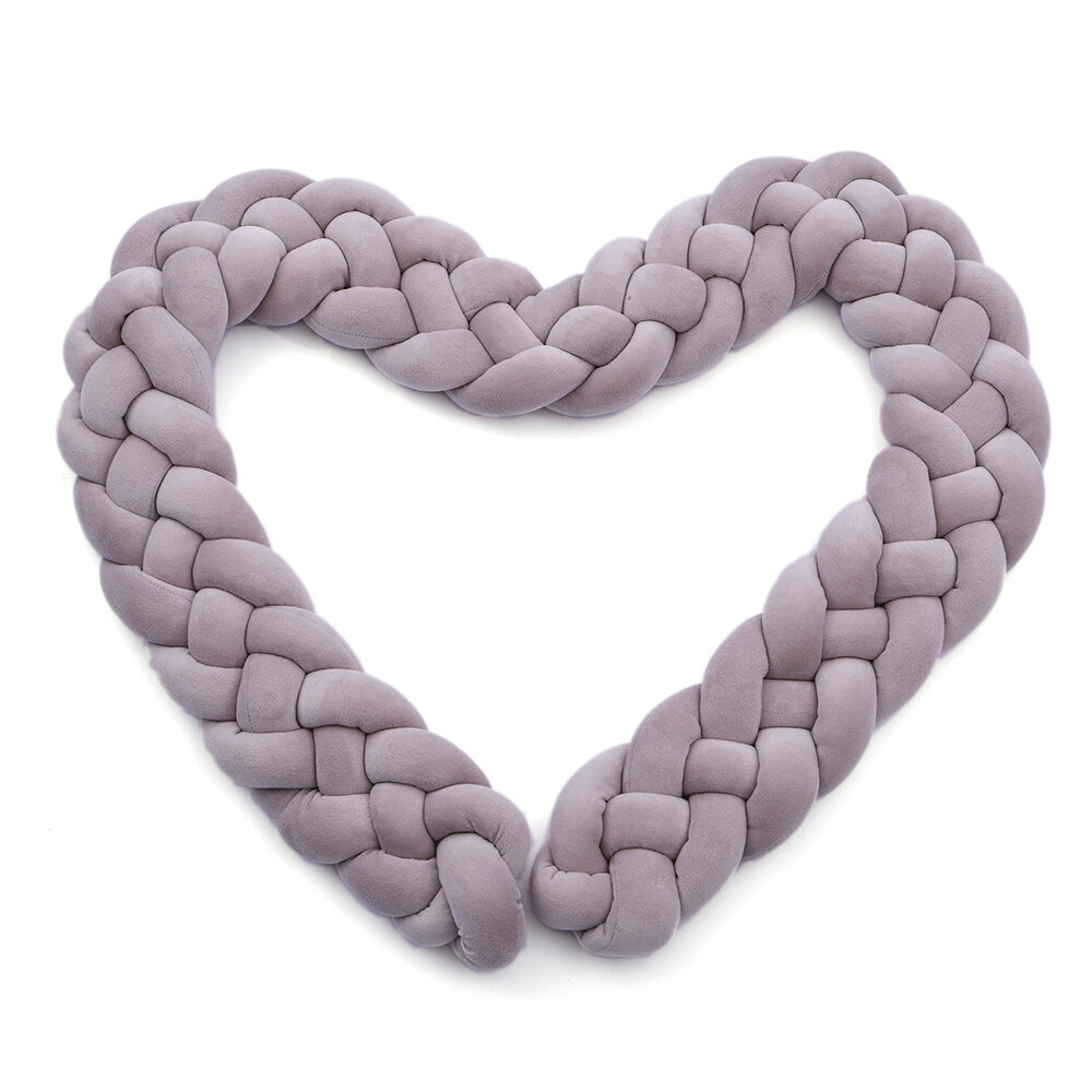 Бампер для кроватки детской вязаный в узел ручной работы подушка подушечка коврик для детской комнаты колыбель декор подарок для новорожденного защитник для кроватки хлопок 1 метр (39.4 дюйма) - 4 пряди серый