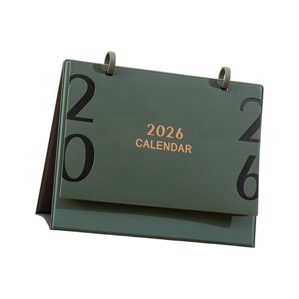 Настольный календарь на 2026 год с кожаной подставкой на 12 месяцев с января по декабрь Офисный настольный календарь-планировщик для дома, офиса, школы