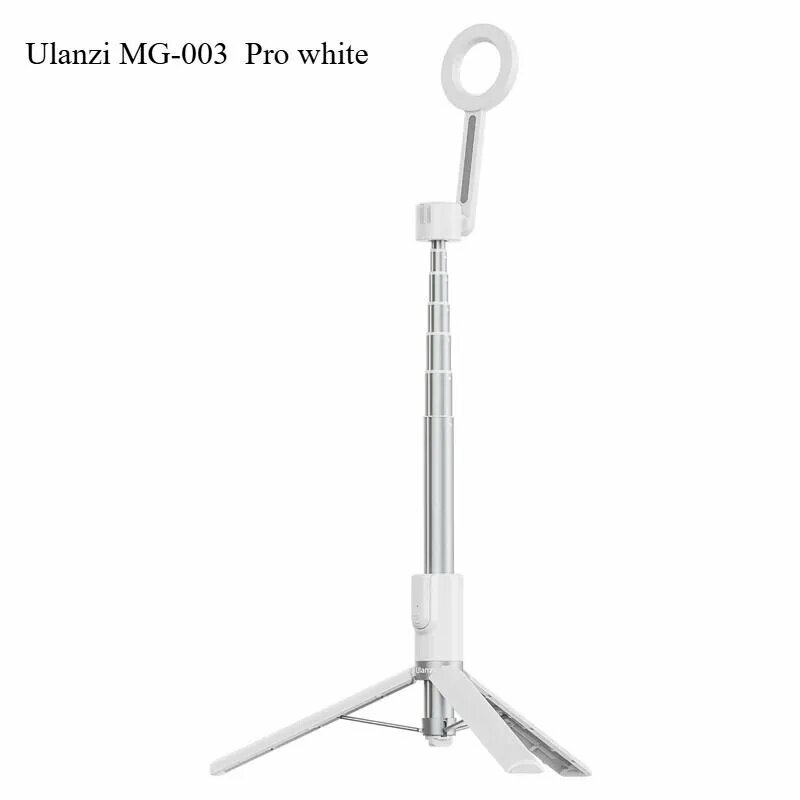 Ulanzi MG-003 Pro white Магнитный штатив для селфи-палки для телефона 1,36 м, выдвижной штатив для селфи для iPhone 15 14 13 12, прямая трансляция видеоблога