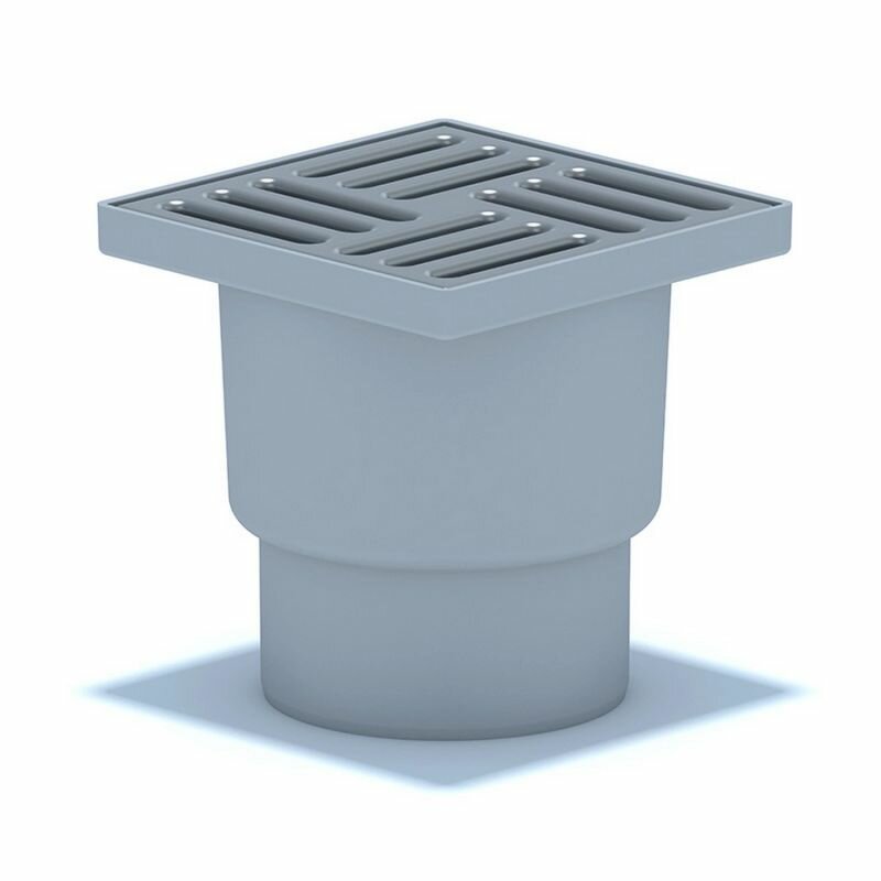 Трап 100 вертикальный выпуск 150х150 мм, нержавеющая решётка, АНИ пласт