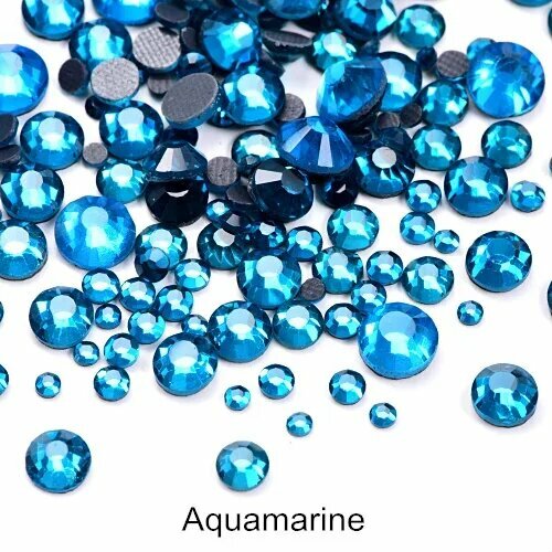 Стразы стеклянные Aquamarine SS6, 1440шт