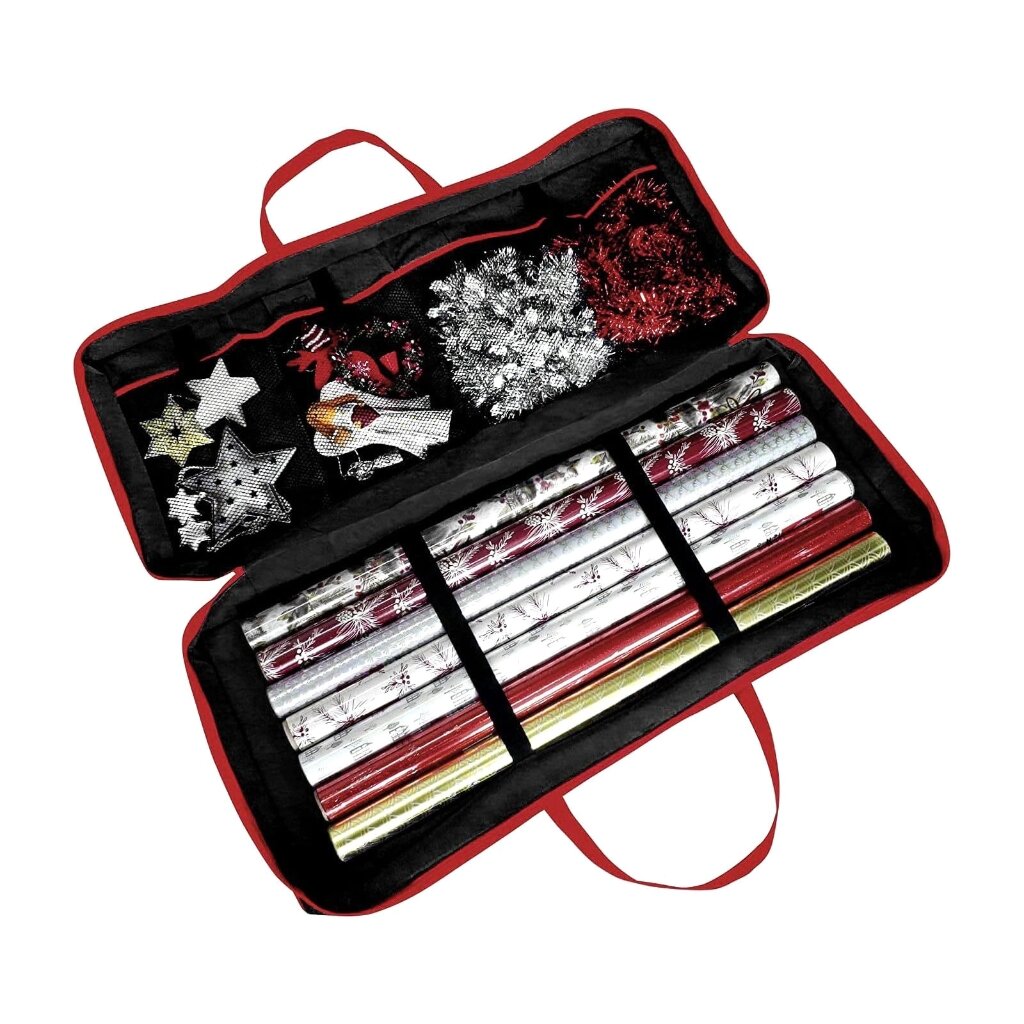 Органайзеры для Рождественской упаковки, Большая сумка Для хранения Подарочной упаковки, Чехол на молнии durabll, Дизайн внутреннего кармана | для ленты, Скотча, подготовки к празднику, Путешествий, сезонного использования