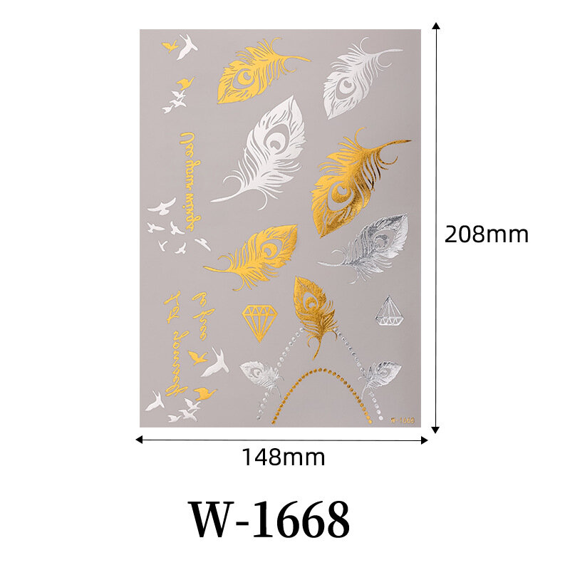 Временные металлические татуировки в европейском и американском стиле, водостойкие браслеты с бабочками, временные татуировки с золотой фольгой и блестками в индийском стиле «Ханна».