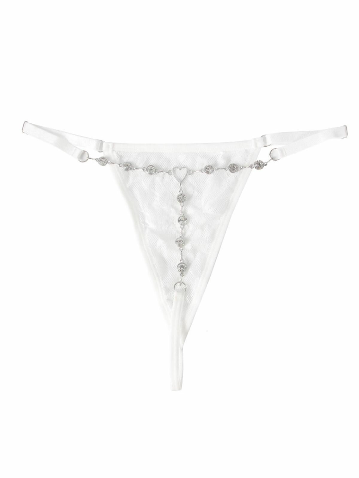 Сексуальные стринги на цепочке для тела для вечеринки-белые