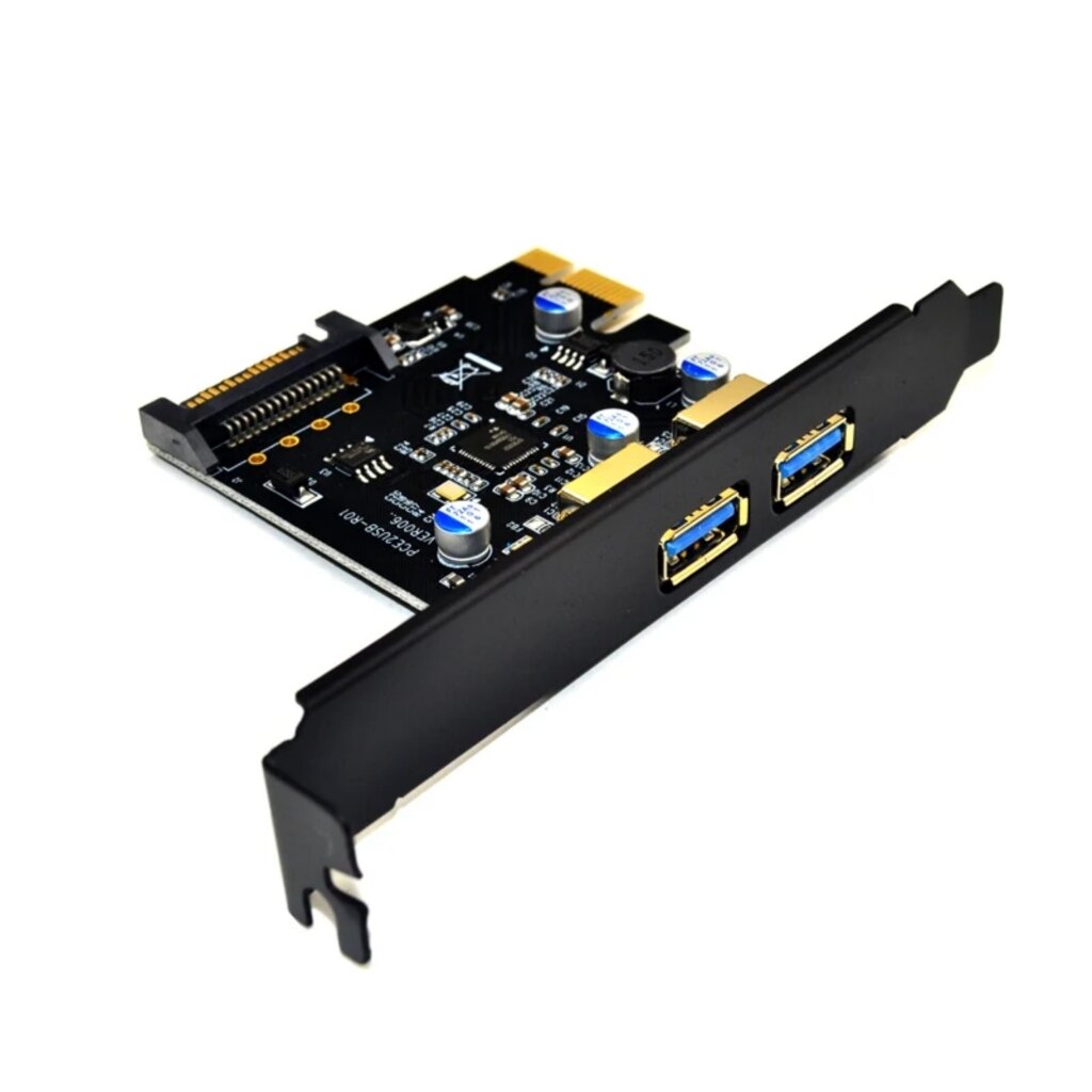 2-Портовая Карта Расширения PCIE USB 3.0 5 Гбит/с для Настольных ПК с питанием от USB 5 Гбит/с