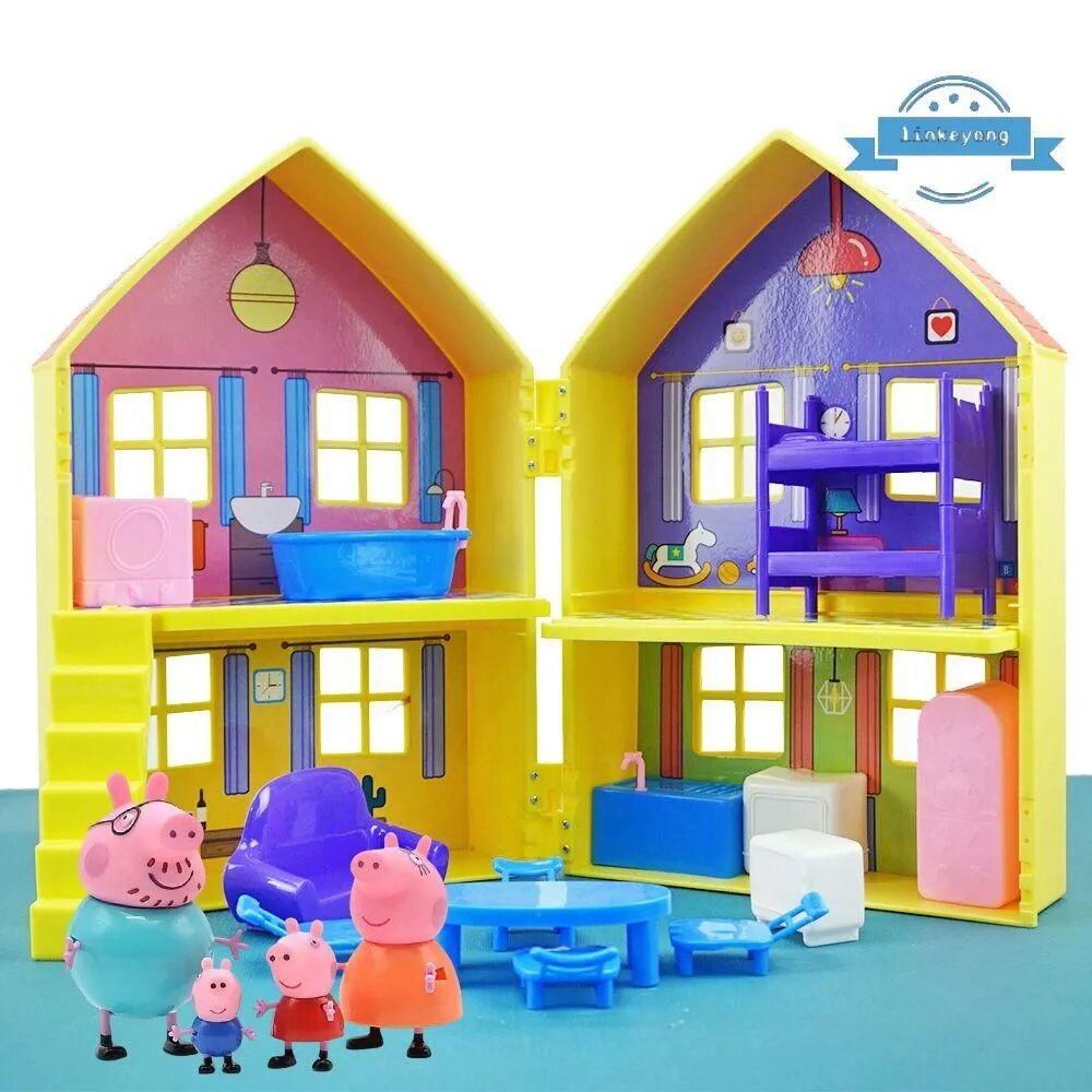 Peppa pig Игровой домик Свинки Пеппы для девочек, желтый, розовый, ABS пластик, для детей 1-3 лет