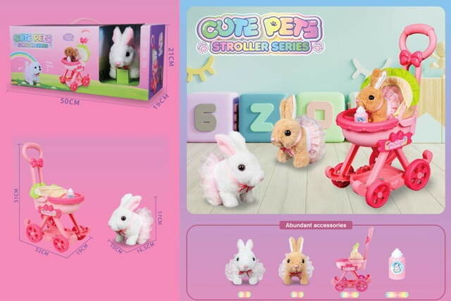 Cute Pets Кролик в коляске с бутылочкой для кормления 933-54E-2 с 3 лет