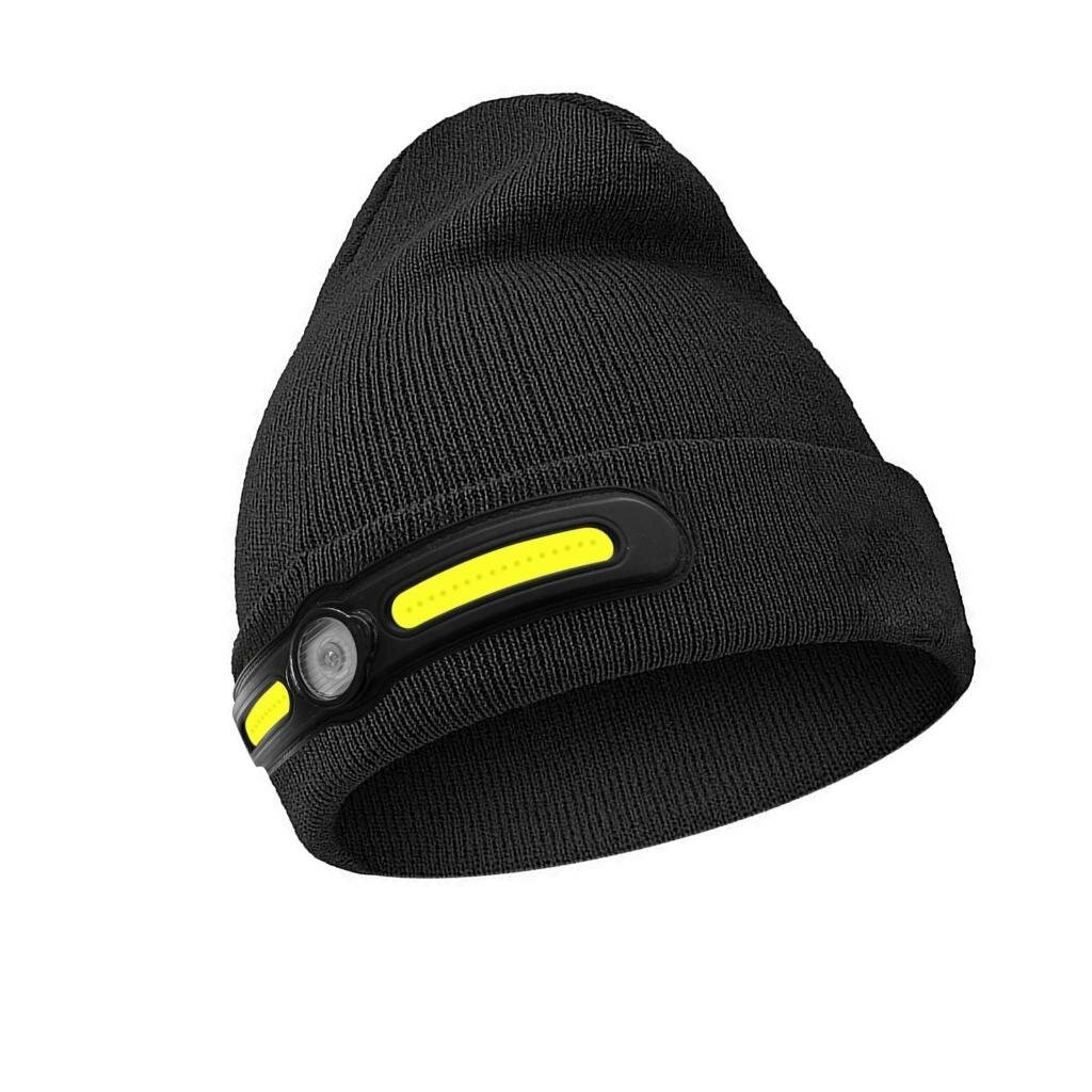 Шапка вязаная с фонариком и светоотражающей полосой