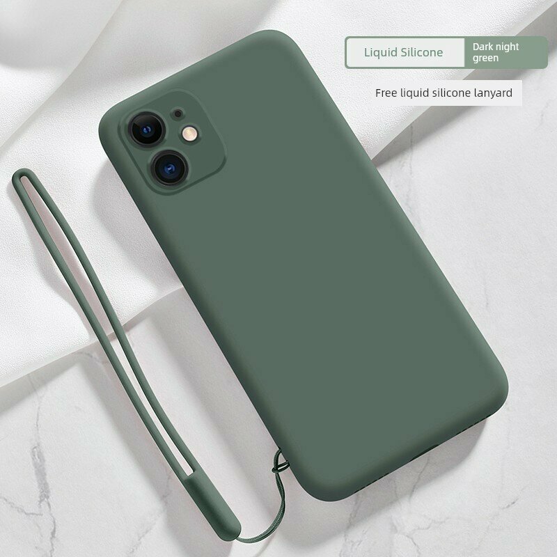 Чехол для iPhone 11 из жидкой силикона, цвет темно-зеленый, полная защита, ударопрочный, гибкий чехол