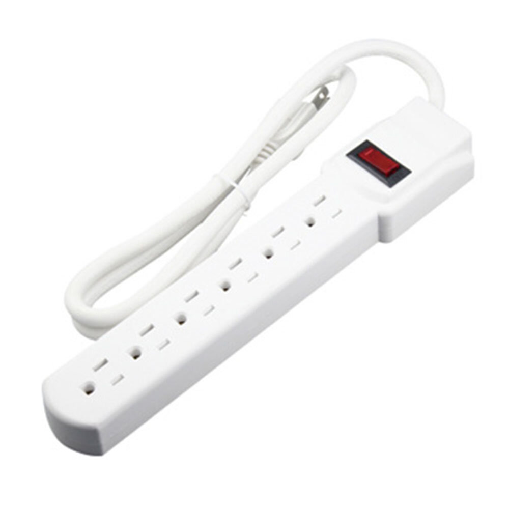 Розетка с розетками US Plug 110V, шесть розеток, розетка-расширение US Plug, белый цвет, 6 розеток, 1500W, 110V, 15A, ABS, Чистый медный кабель, длина 900mm, вес упаковки 380g