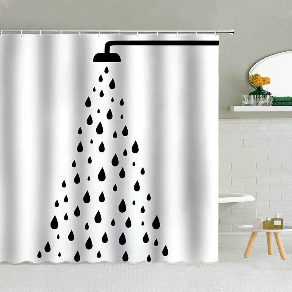 Занавеска для душа черно-белая 220x180cm, Color: 3273AF