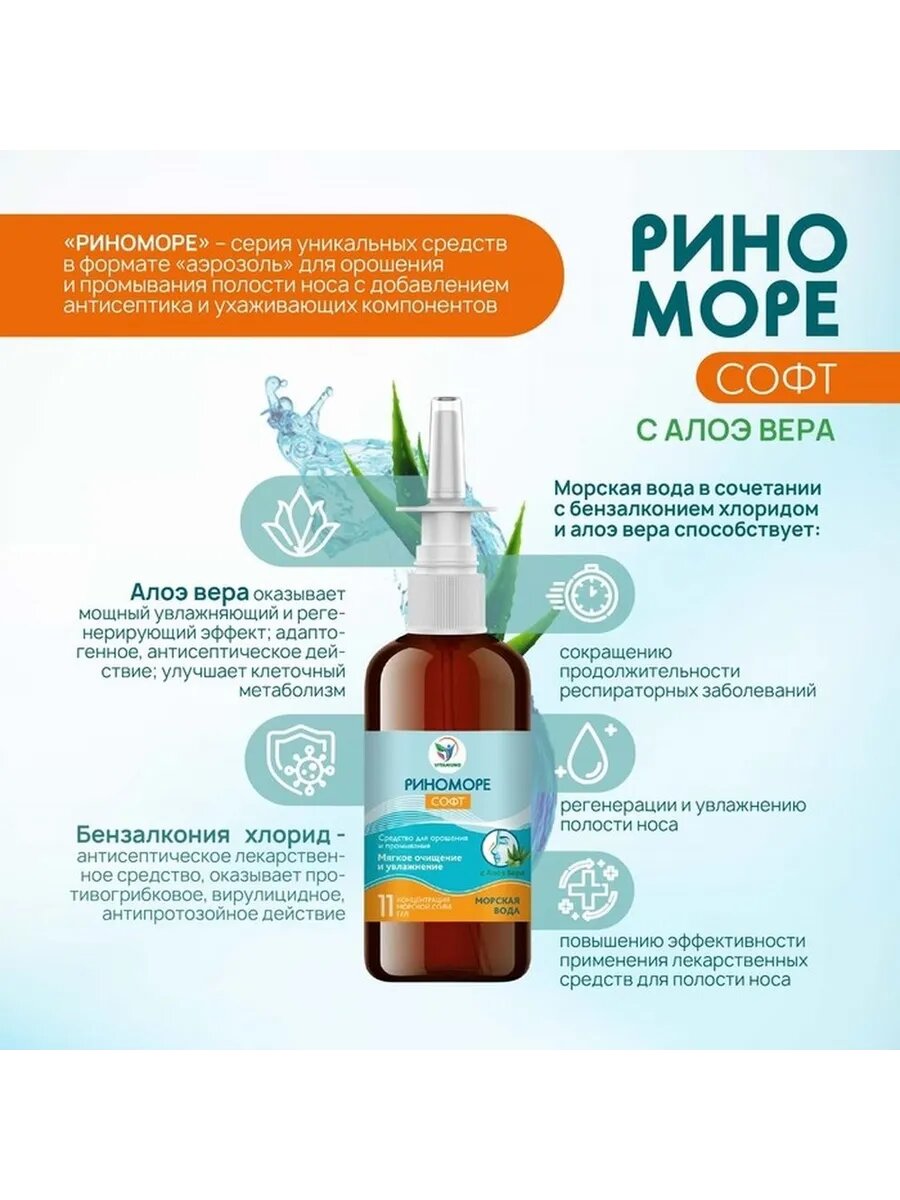 Освежающий назальный спрей с алое вера 100 мл