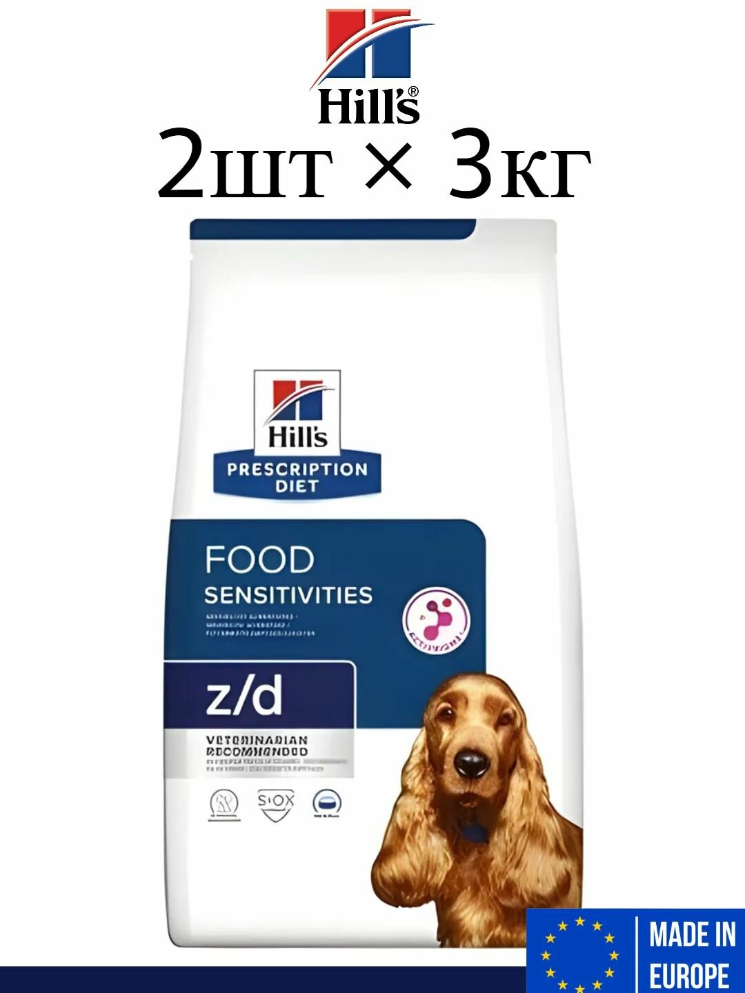 Корм для собак Hill's Prescription Diet z/d Food Sensitivities гипоаллергенный при пищевой аллергии, (2шт по 3кг)