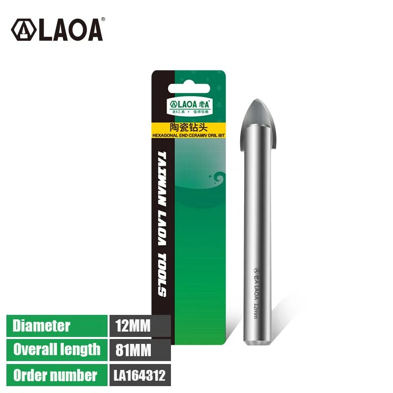 LAOA 1 шт. твердосплавное сверло с круглым хвостовиком треугольной формы для стеклянной плитки, керамического отверстия, 3-16 мм на выбор