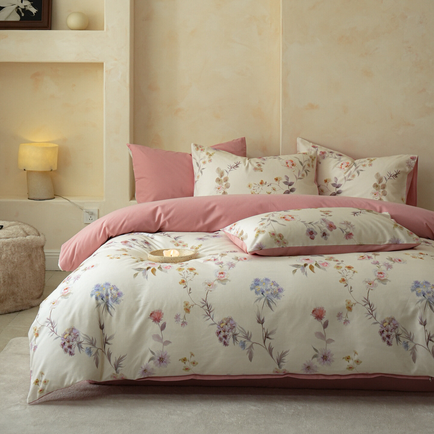 Комплект постельного белья из трех-четырех предметов, утолщенный, из 100% хлопка с начесом, класс А, подходит для сна без одежды, включающий пододеяльник и простыню, оптовая продажа постельного белья Nantong Home Textile.