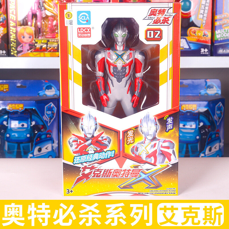 Официальная игрушка для мальчиков Ultraman Ultimate Power Leg Squeezing с подсветкой, звуком и трансформацией Tiga Zero X