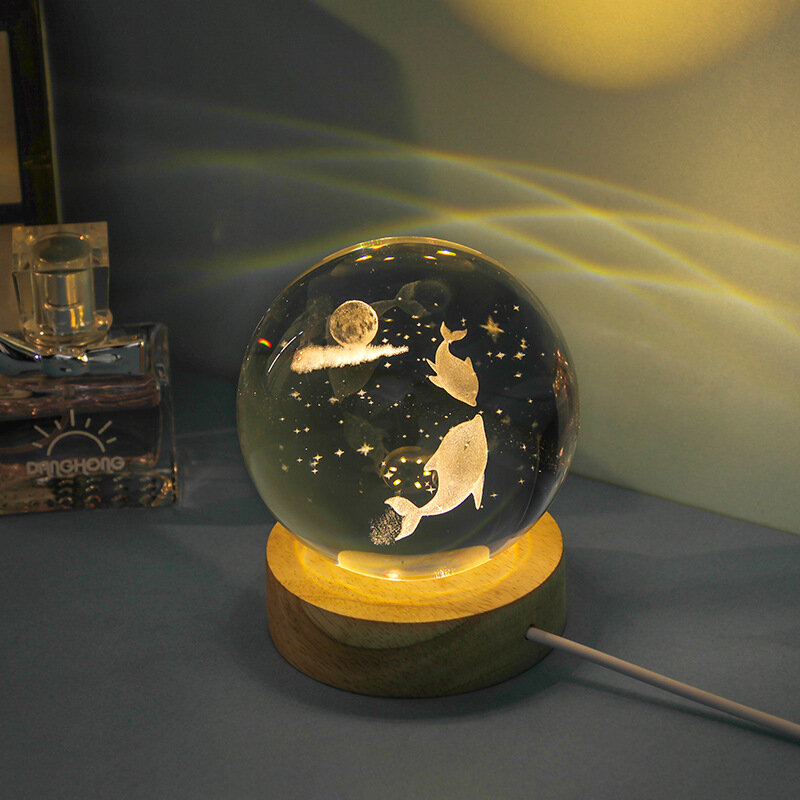 Хрустальный шар ночник украшение рабочего стола，Самый лучший и креативный подарок，питание USB