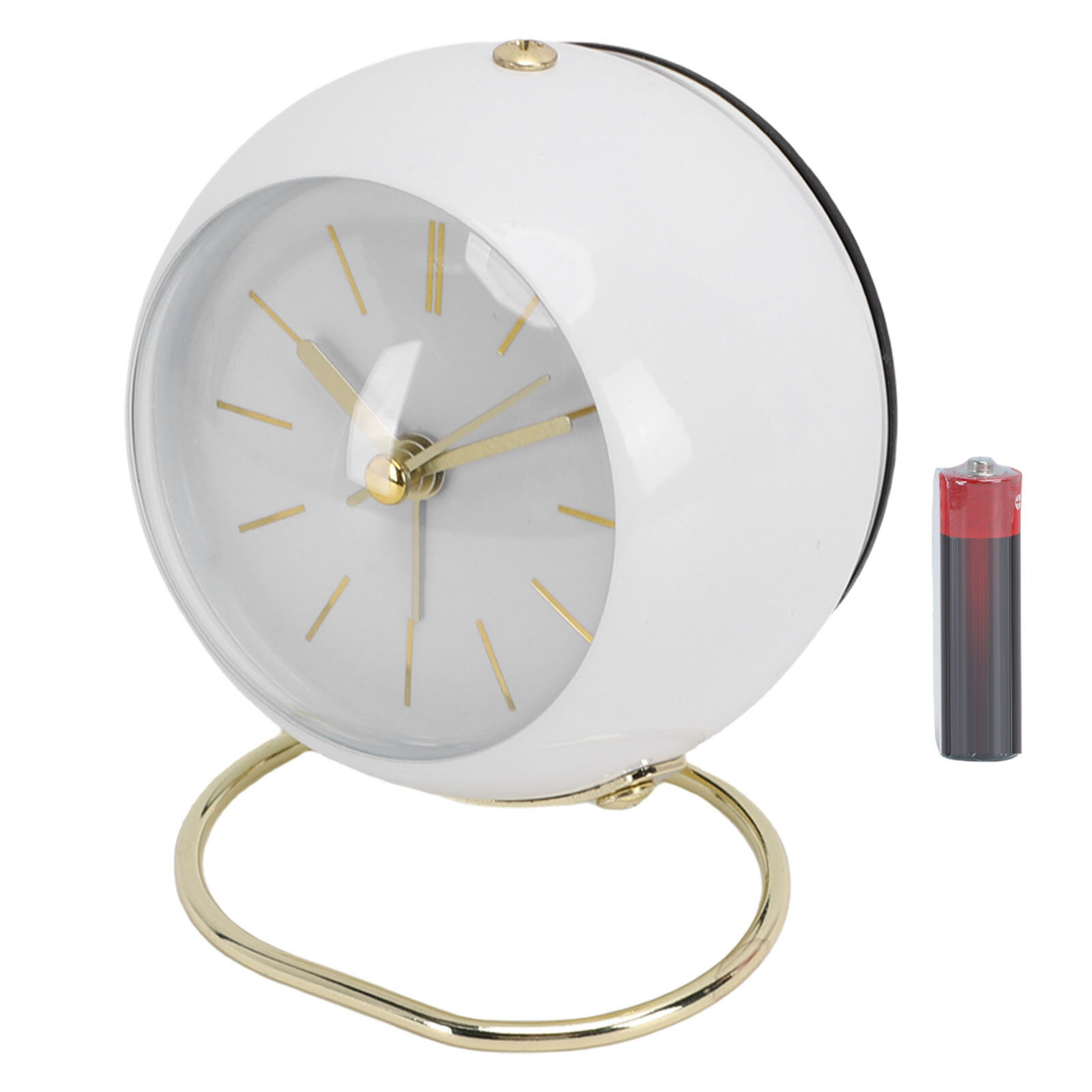 Маленькие настольные часы с ночником, бесшумные, не тикающие, аналоговый будильник с батарейным питанием для спальни, кухни, прикроватный рабочий стол, белый, 12x11x8,3 см / 4,72x4,33x3,27 дюйма